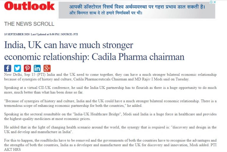 India, UK can have much stronger economic relationship: Cadila Pharma ...